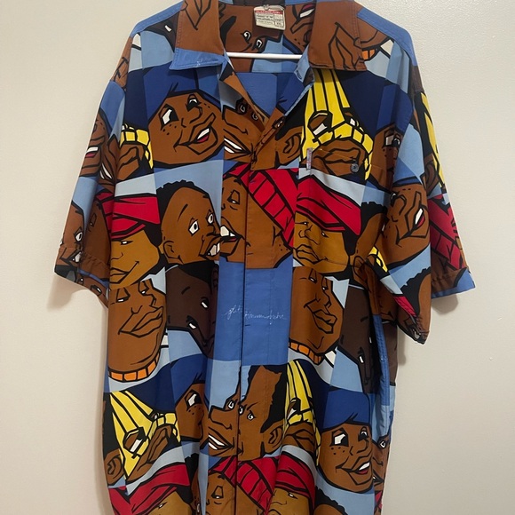 FUBU | Shirts | Fubu Mens Shirt With Cartoon Faces In Blue And Brown ...